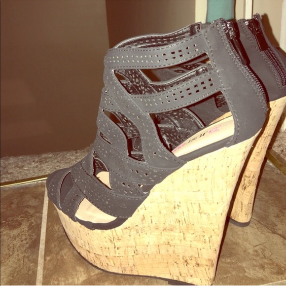 JustFab | Shoes | Black Suede Wedge Size 9 5 Inch Wedge | Poshmark